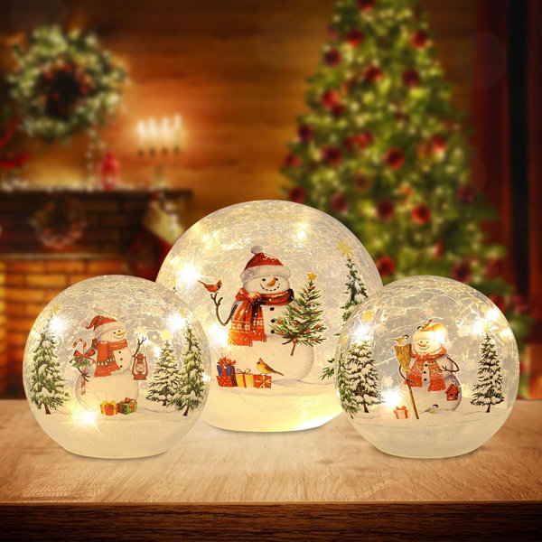 The Holiday Aisle® Christmas Decorations Indoor Set Of 3 Crackle Glass